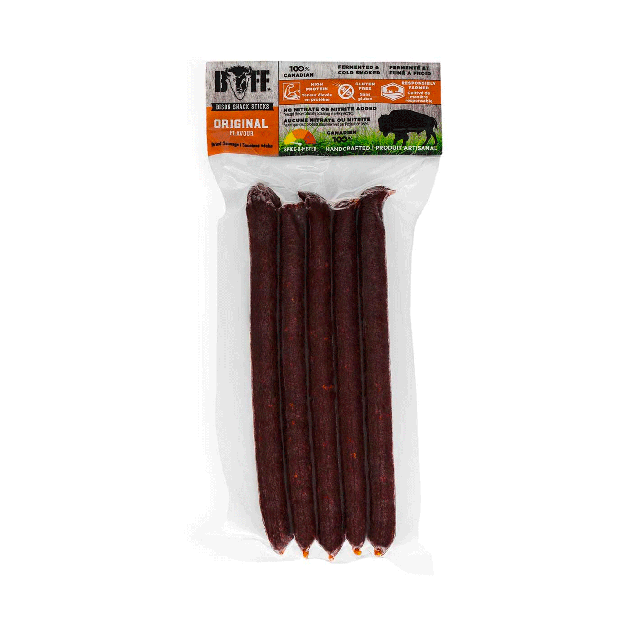 BUFF Bison Snack Sticks (Original), Grass-Fed Protein Snack, 5-Pack ...