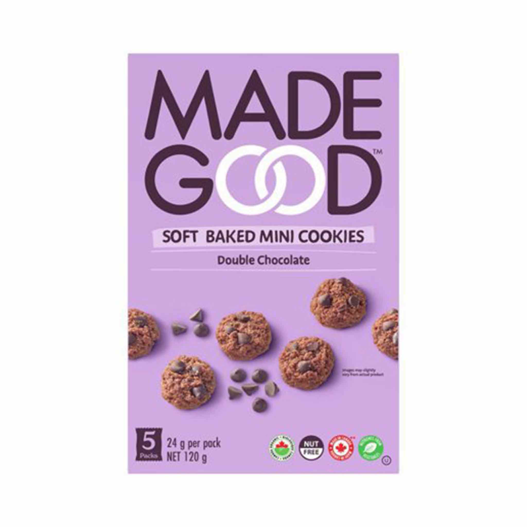 Made Good Organic Double Chocolate Soft Baked Mini Cookies, 5x24g Pack ...
