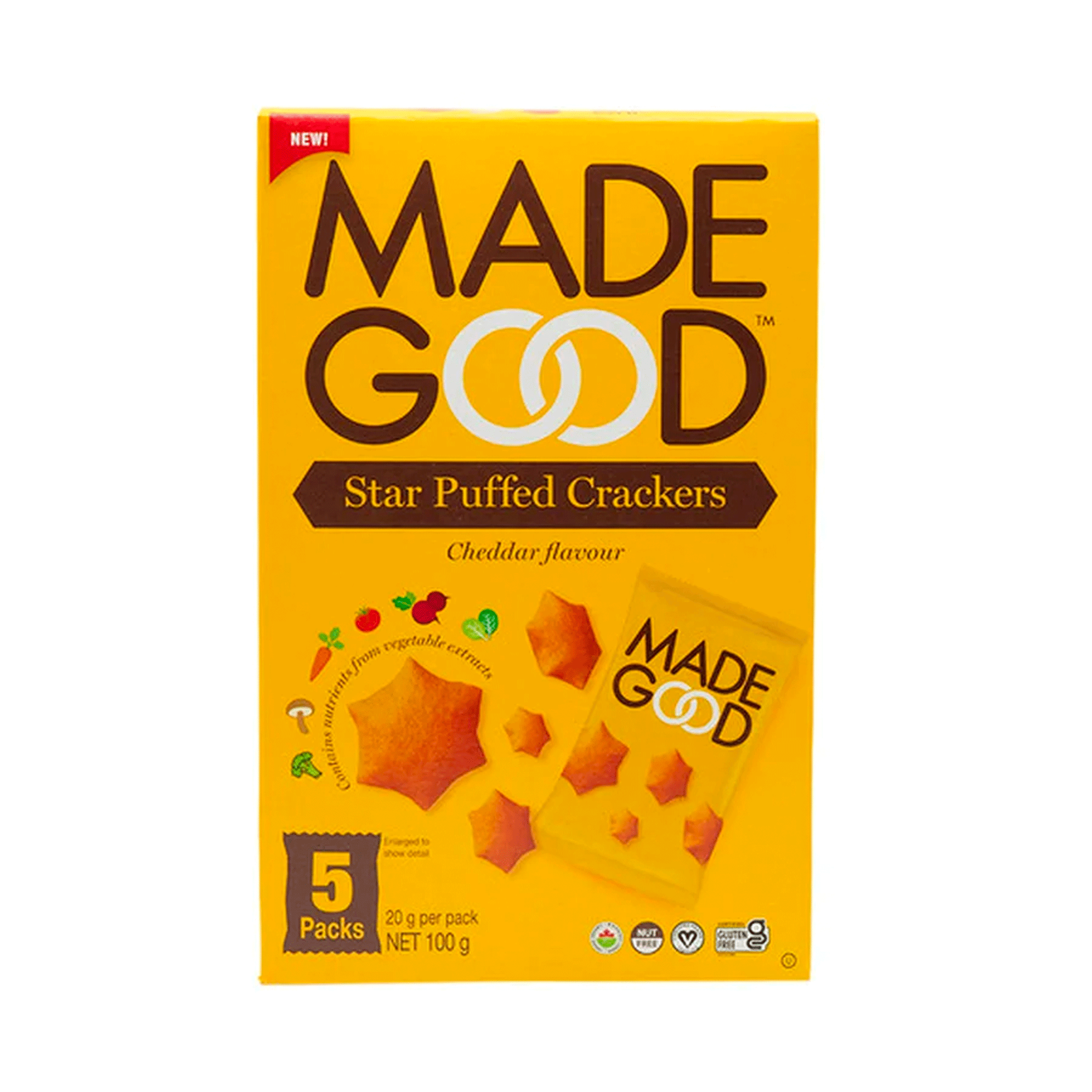 Made Good Organic Star-Puffed Crackers - Cheddar, 5x20g – Rise Market
