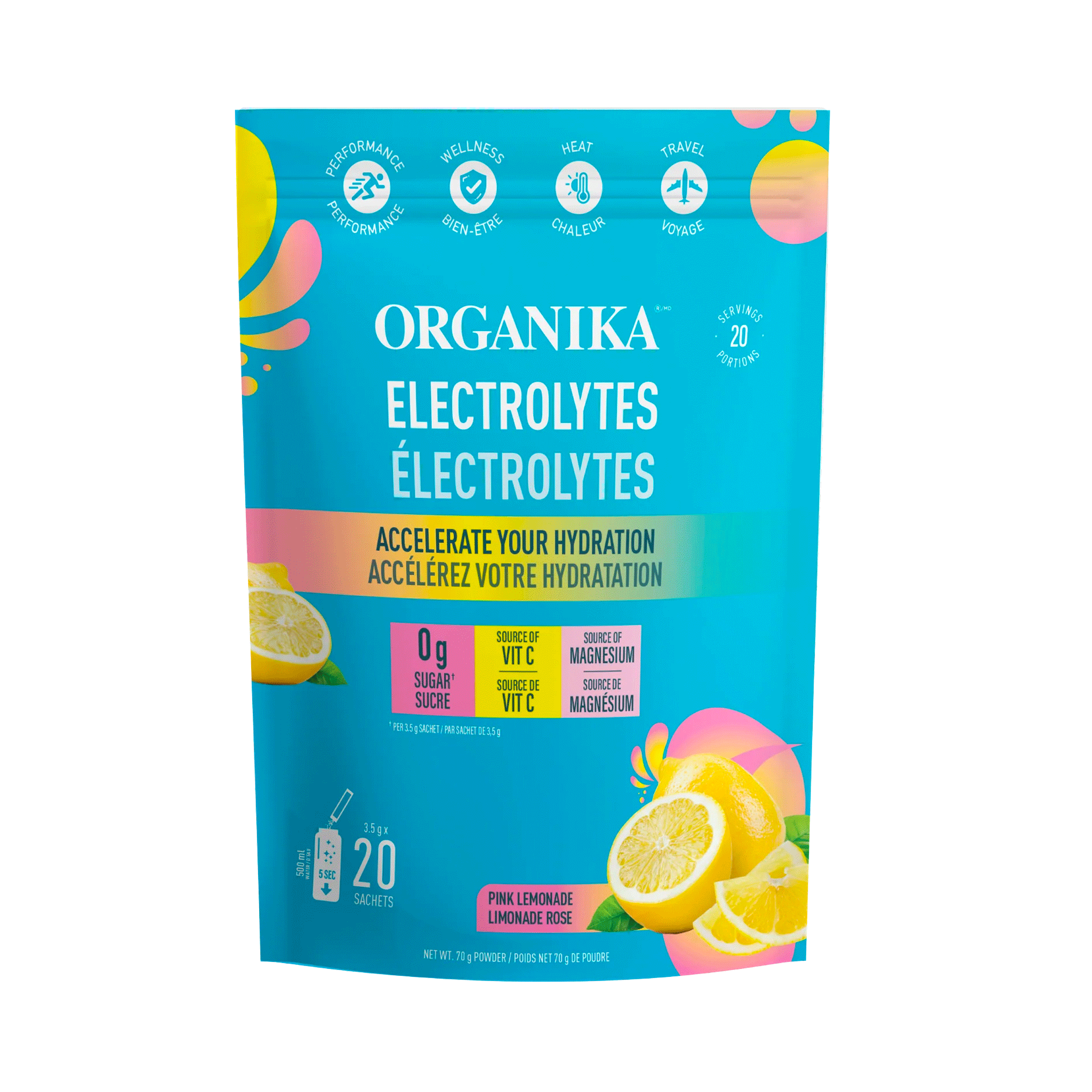 Organika Electrolytes Sachets - Pink Lemonade, 3.5g x 20 – Rise Market